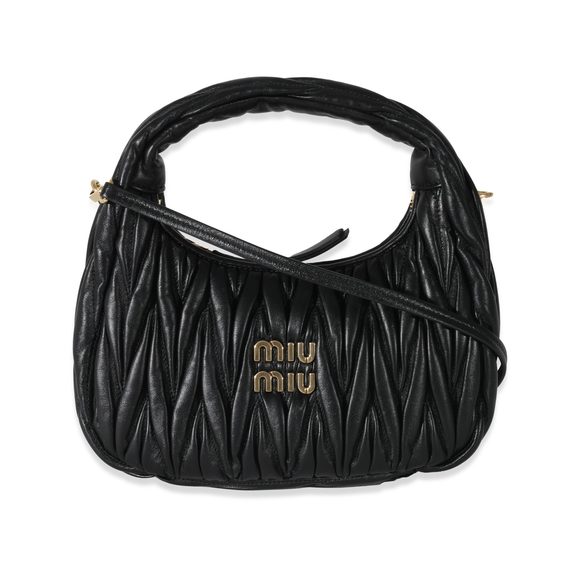 Miu Miu | Bags | Miu Miu Black Nappa Matelass Mini Wander Hobo | Poshmark